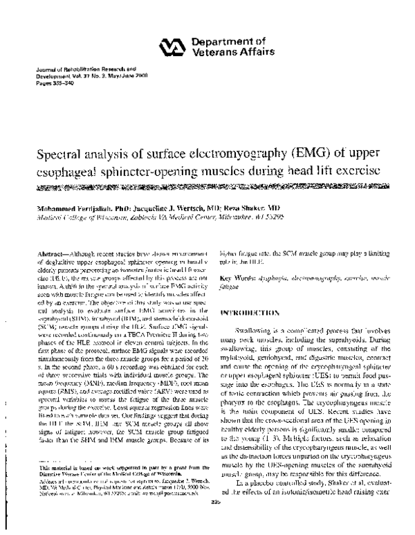 (PDF) Spectral analysis of surface electromyography (EMG) of upper ...