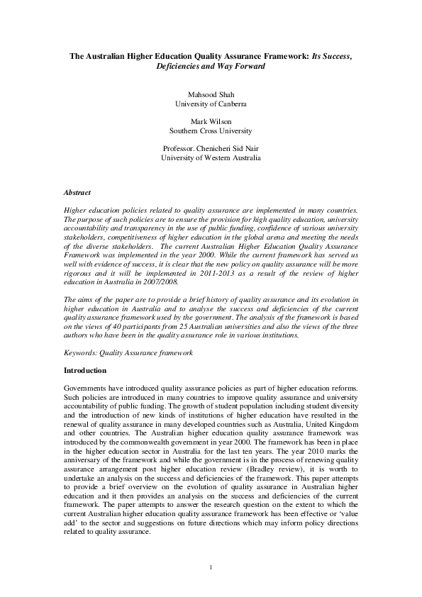 Pdf Evaluating Australias Higher Education Quality Framework