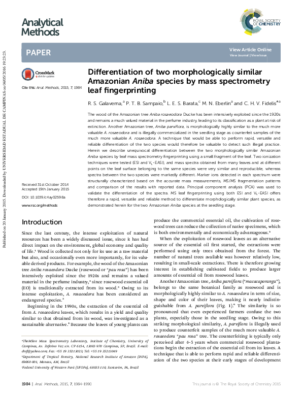(PDF) Differentiation of two morphologically similar Amazonian Aniba ...