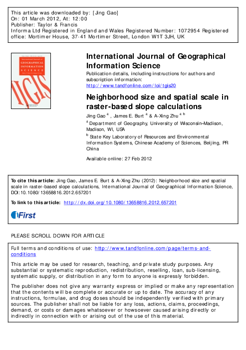 (PDF) Neighborhood size and spatial scale in raster-based slope ...