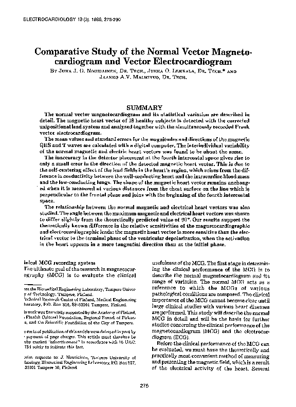 (PDF) Comparative study of the normal vector magnetocardiogram and ...