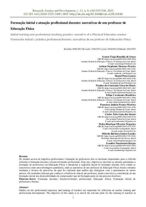 (PDF) Formação inicial e atuação profissional docente: narrativas de um ...