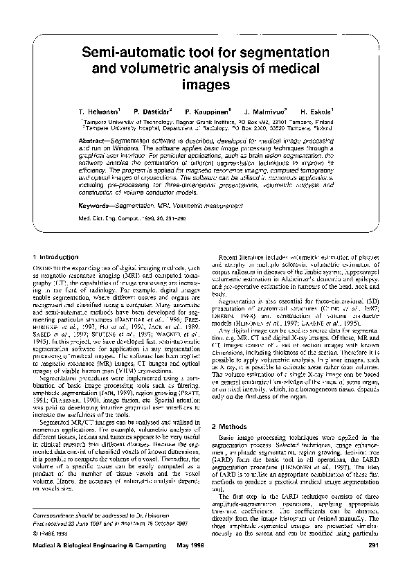 (PDF) Semi-automatic tool for segmentation and volumetric analysis of ...