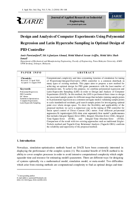 (PDF) Design and analysis of computer experiments using polynomial regression and Latin ...