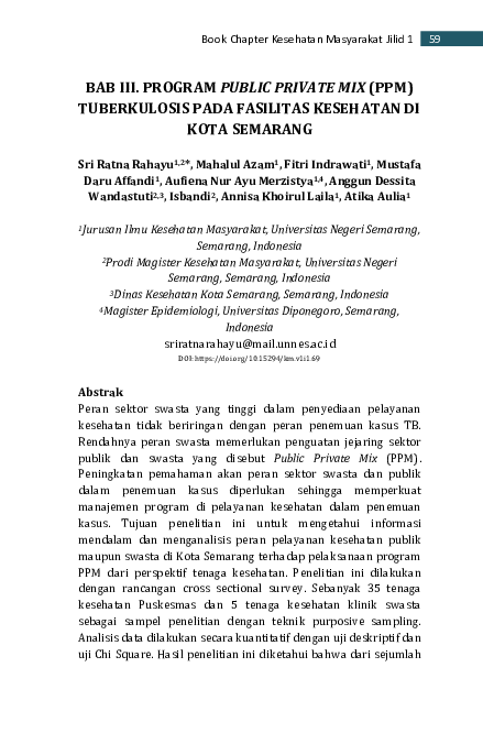 (PDF) Program Public Private MIX (PPM) Tuberkulosis Pada Fasilitas ...