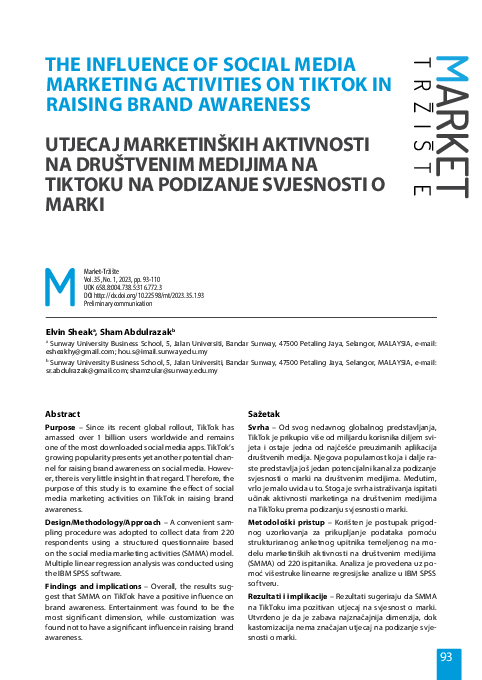 (PDF) The Influence of Social Media Marketing Activities on TikTok in ...