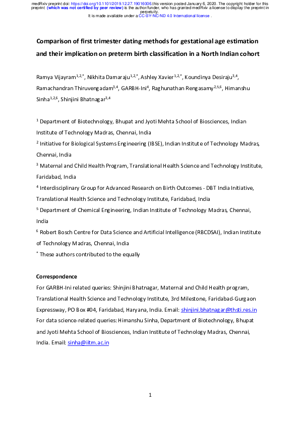 (PDF) Comparison of first trimester dating methods for gestational age ...