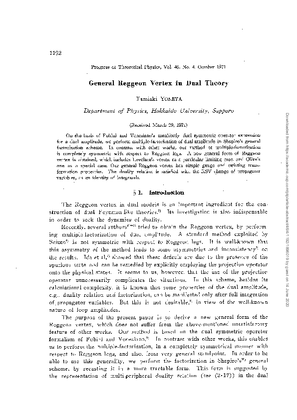 Pdf General Reggeon Vertex In Dual Theory
