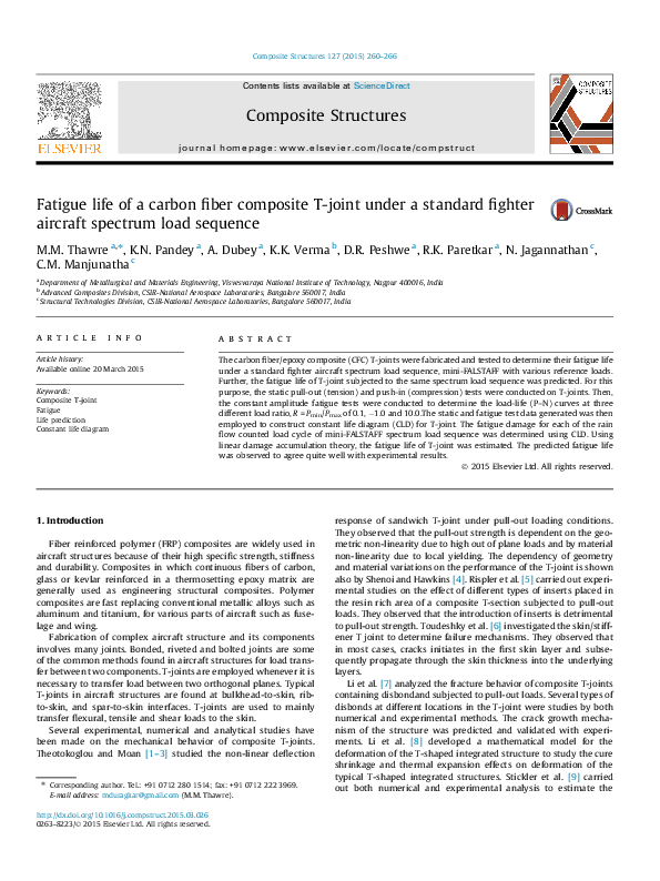 (PDF) Fatigue life of a carbon fiber composite T-joint under a standard ...