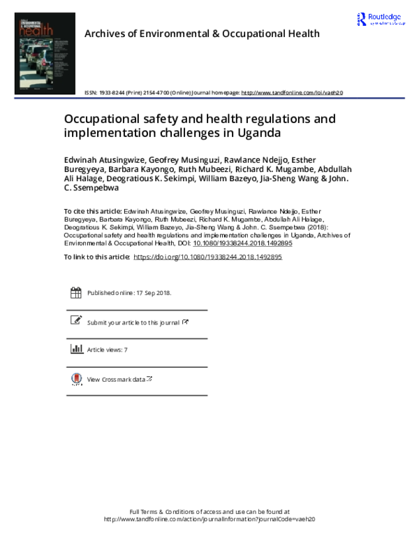 (PDF) Occupational safety and health regulations and implementation ...