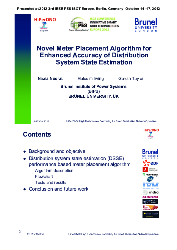 Pdf Novel Meter Placement Algorithm For Enhanced Accuracy Of Distribution System State Estimation