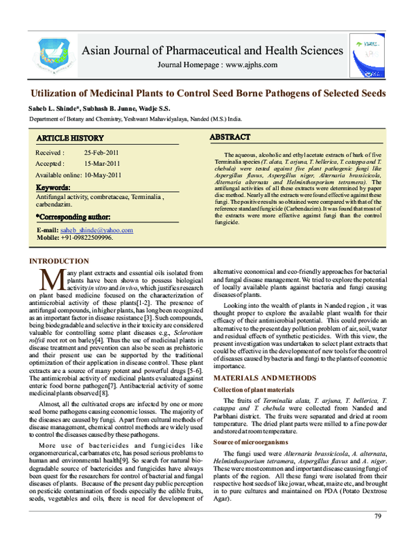 (PDF) Utilization of Medicinal Plants to Control Seed Borne Pathogens ...