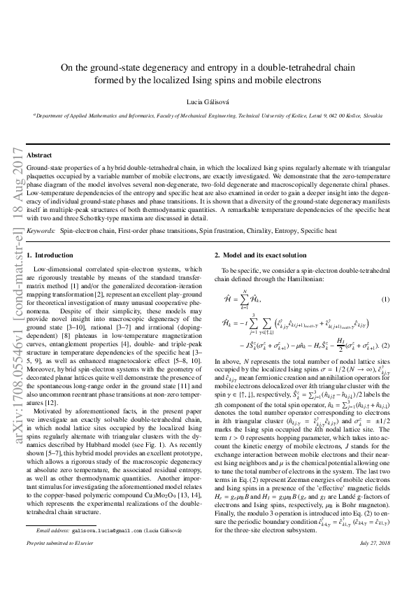 (PDF) On the ground-state degeneracy and entropy in a double ...