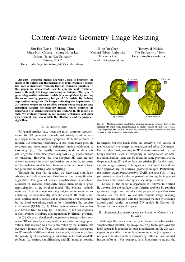 (PDF) Content-Aware Geometry Image Resizing