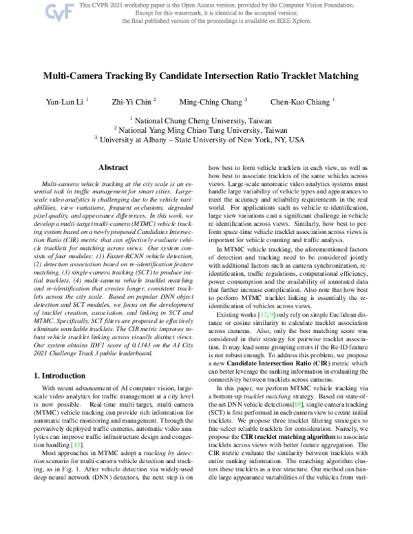 (PDF) CIR-Based Multi-Camera Vehicle Tracking System