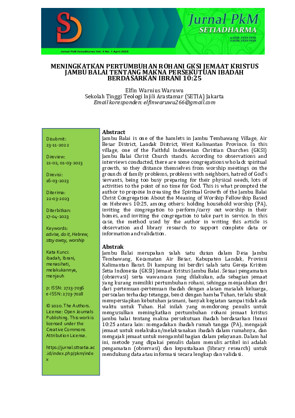 (PDF) Meningkatkan Pertumbuhan Rohani Gksi Jemaat Kristus Jambu Balai ...