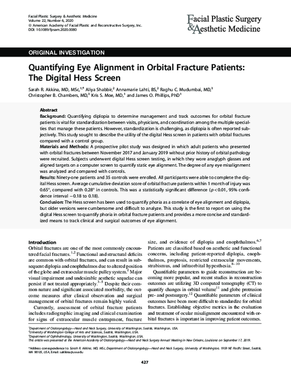 (PDF) Quantifying Eye Alignment in Orbital Fracture Patients: The ...