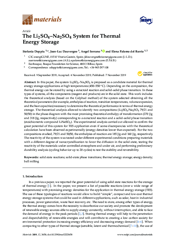 (PDF) The Li2SO4–Na2SO4 System for Thermal Energy Storage | Angel ...