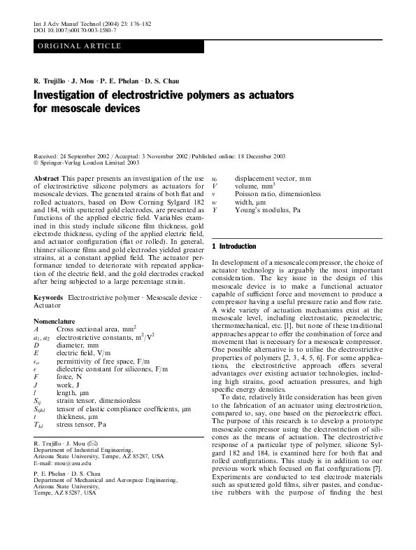 (PDF) Investigation of electrostrictive polymers as actuators for ...