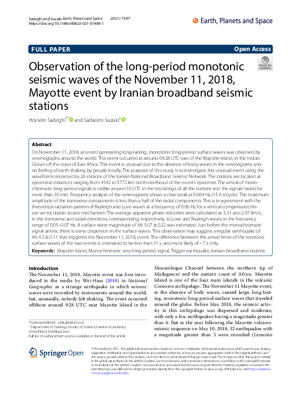 (PDF) Observation of the long-period monotonic seismic waves of the ...