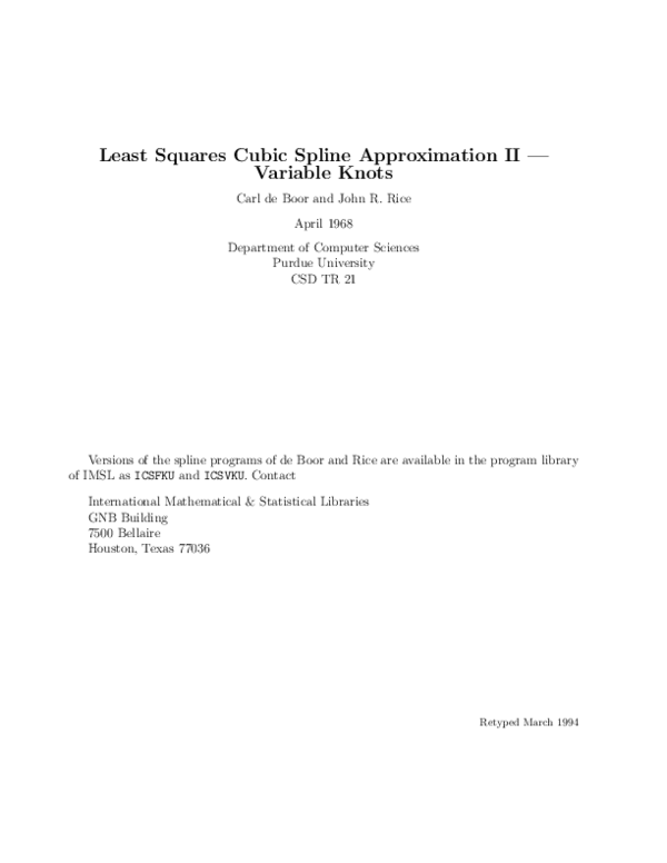 (PDF) Least squares cubic spline approximation, II-variable knots