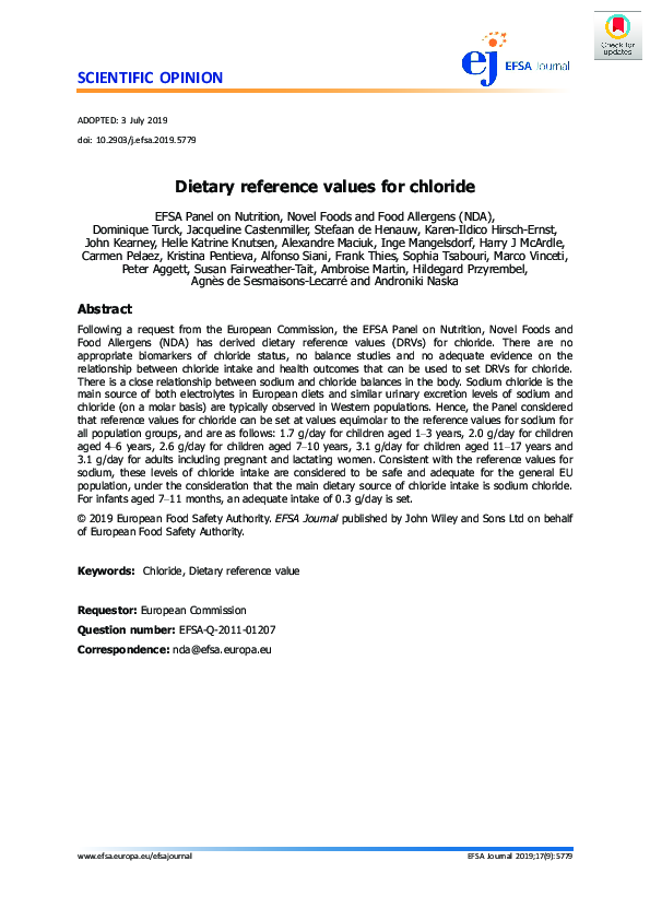 (PDF) Dietary reference values for chloride