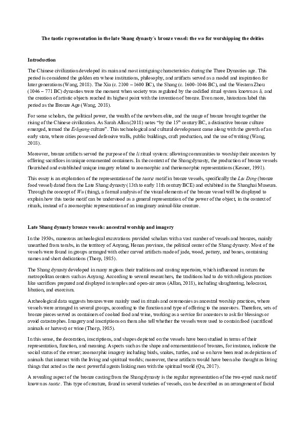 (DOC) The taotie representation in the late Shang dynasty´s bronze ...