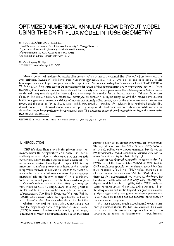 (PDF) Optimized Numerical Annular Flow Dryout Model Using the Drift ...