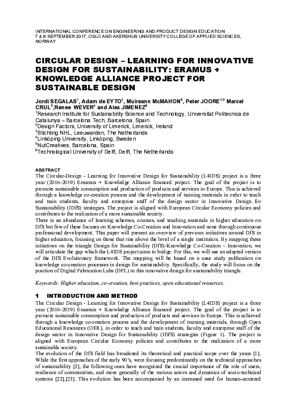 (PDF) Circular Design – Learning for innovative design for ...