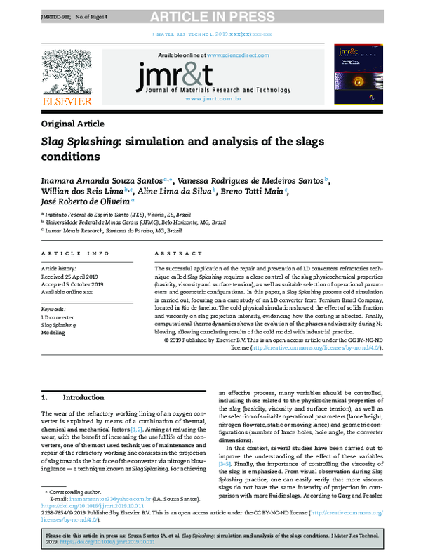 (PDF) Slag Splashing: simulation and analysis of the slags conditions