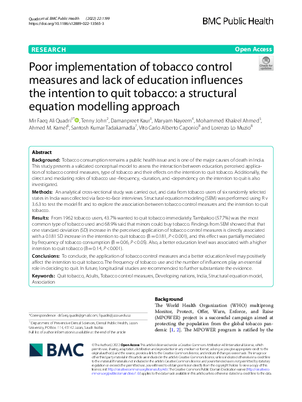 (PDF) Poor implementation of tobacco control measures and lack of ...