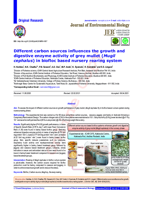 (PDF) Different carbon sources influences the growth and digestive ...