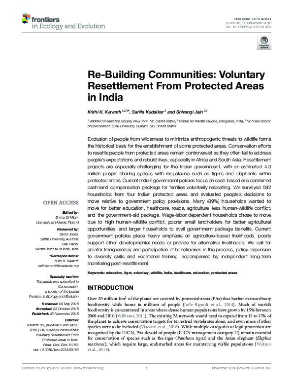 (PDF) Re-Building Communities: Voluntary Resettlement From Protected ...