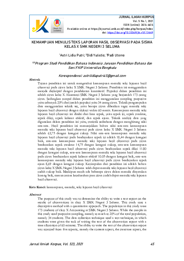 (PDF) Kemampuan Menulis Teks Laporan Hasil Observasi Pada Siswa Kelas X ...