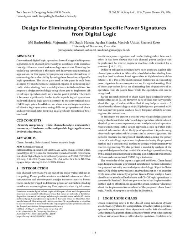 (PDF) Design for Eliminating Operation Specific Power Signatures from ...