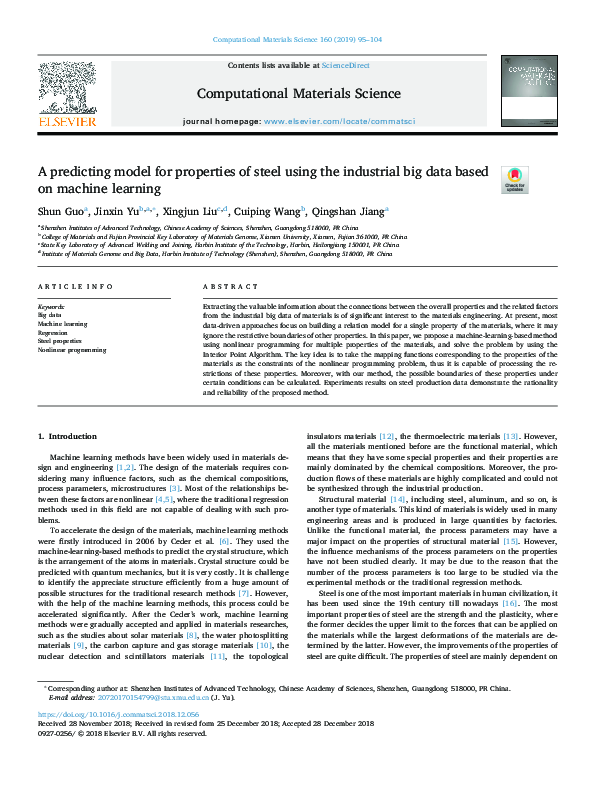 Pdf A Predicting Model For Properties Of Steel Using The Industrial