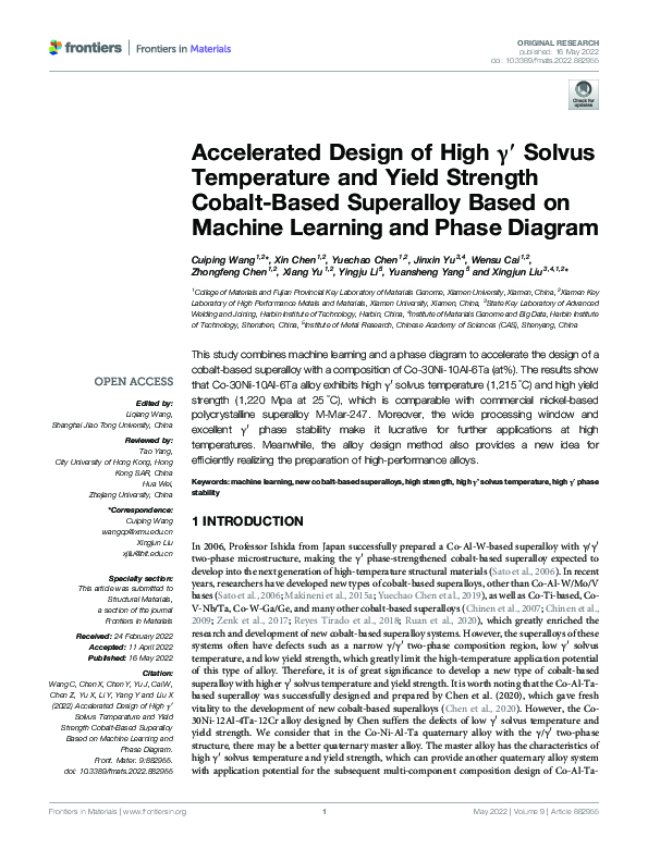 (PDF) Accelerated Design of High γ′ Solvus Temperature and Yield ...