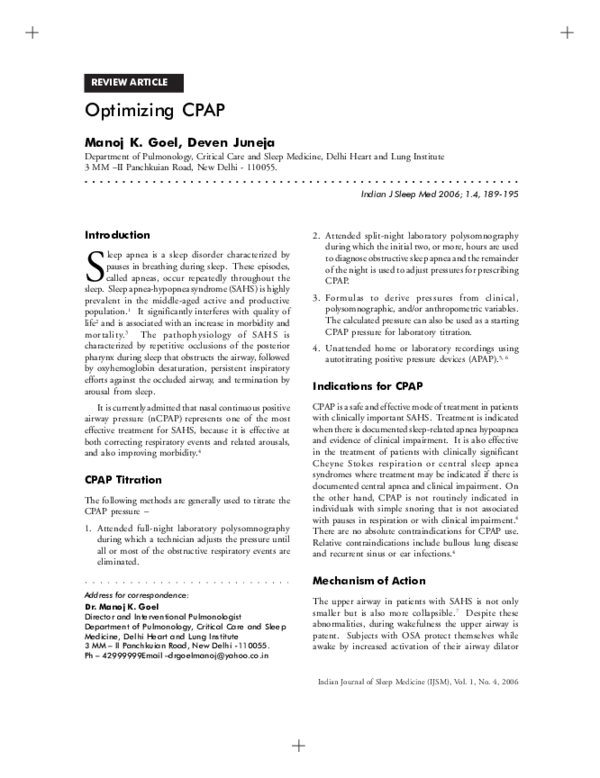 (PDF) Optimizing CPAP