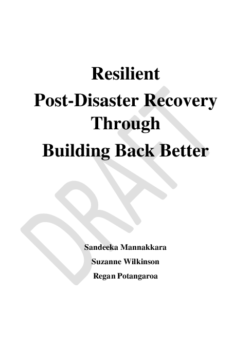 (PDF) Resilient Post Disaster Recovery through Building Back Better
