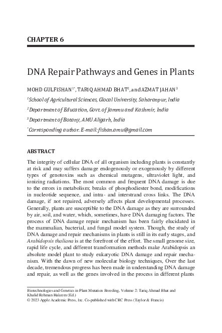 (PDF) DNA Repair Pathways and Genes in Plants