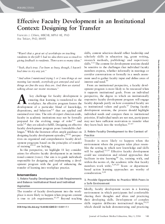 (PDF) Effective Faculty Development in an Institutional Context: Designing for Transfer