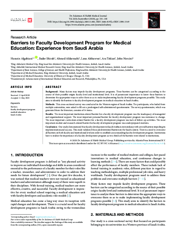 (PDF) Barriers to Faculty Development in Saudi Arabia
