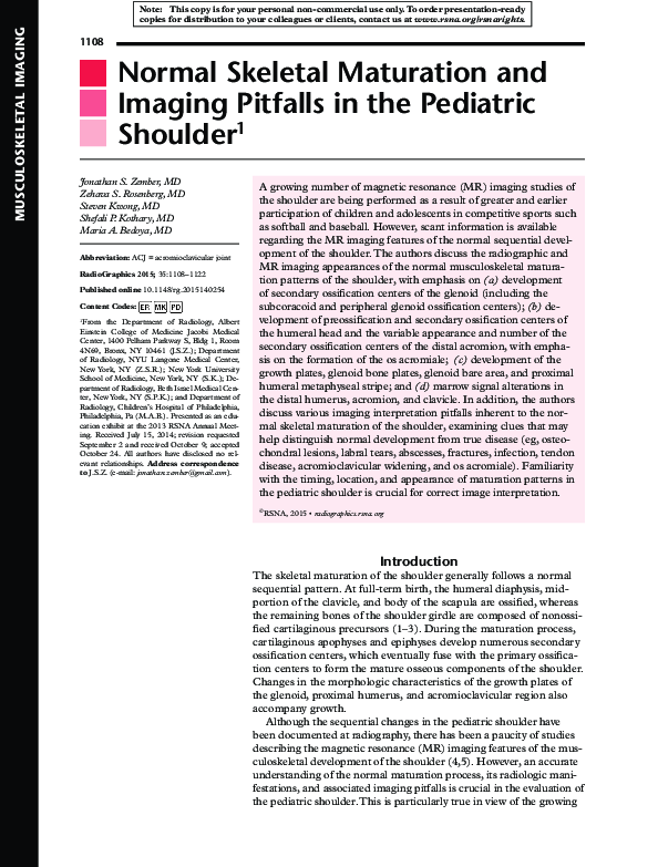 (PDF) Normal Skeletal Maturation and Imaging Pitfalls in the Pediatric ...