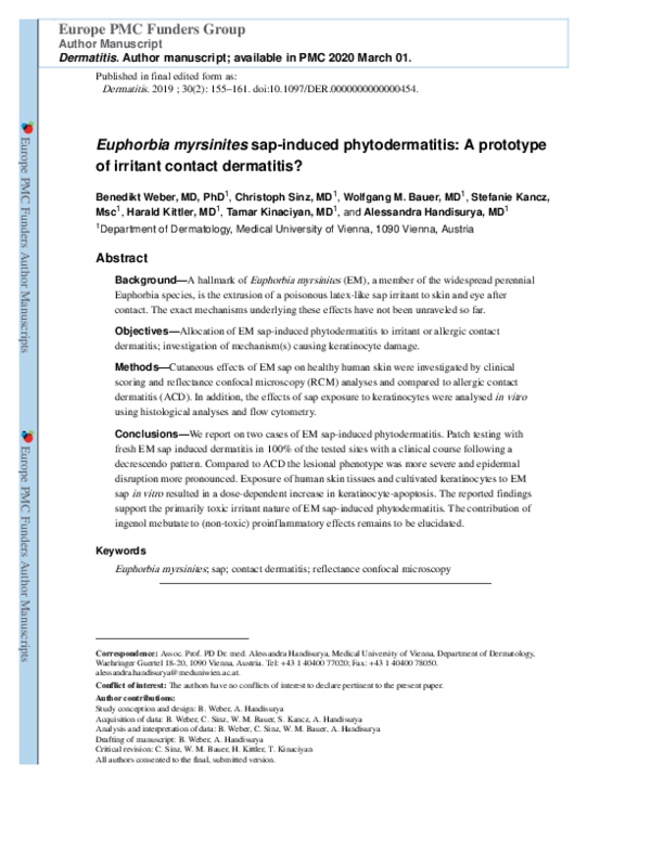 (PDF) Euphorbia myrsinites Sap-Induced Phytodermatitis: A Prototype of ...