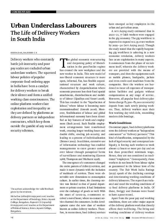 (PDF) Urban Underclass Labourers