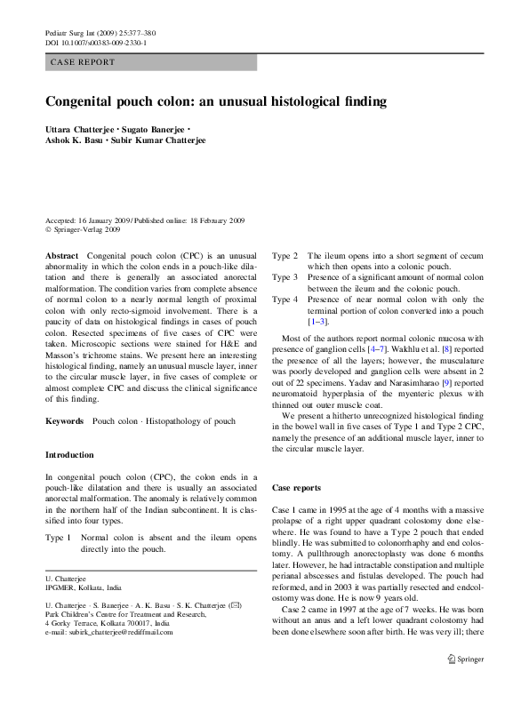 (PDF) Congenital pouch colon: an unusual histological finding | Subir ...