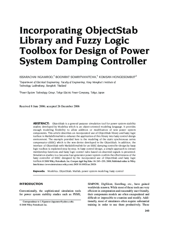 (PDF) Incorporating ObjectStab library and fuzzy logic toolbox for design of power system ...