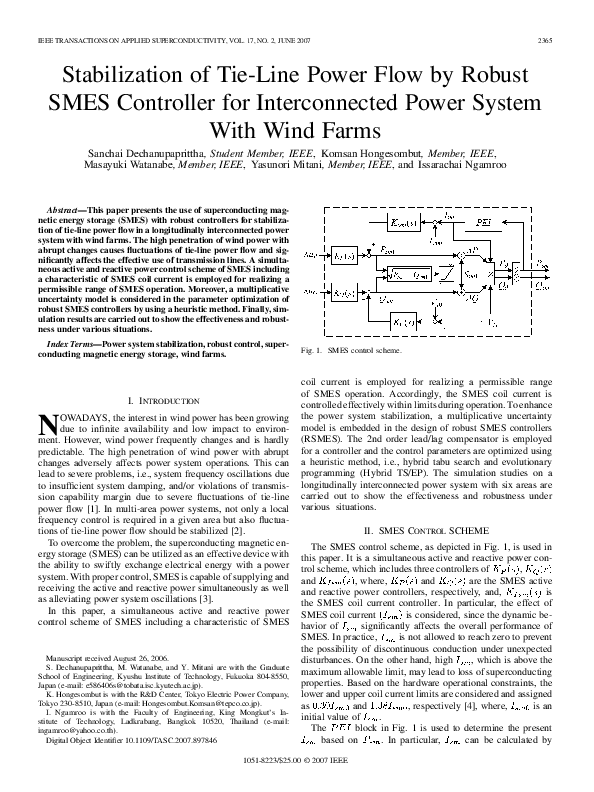 (PDF) Stabilization of Tie-Line Power Flow by Robust SMES Controller ...