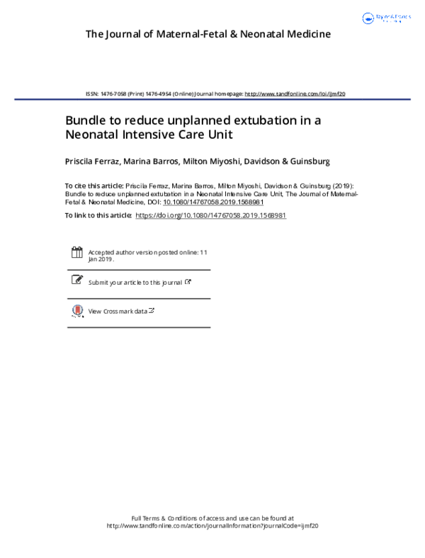 (PDF) Bundle to reduce unplanned extubation in a neonatal intensive ...