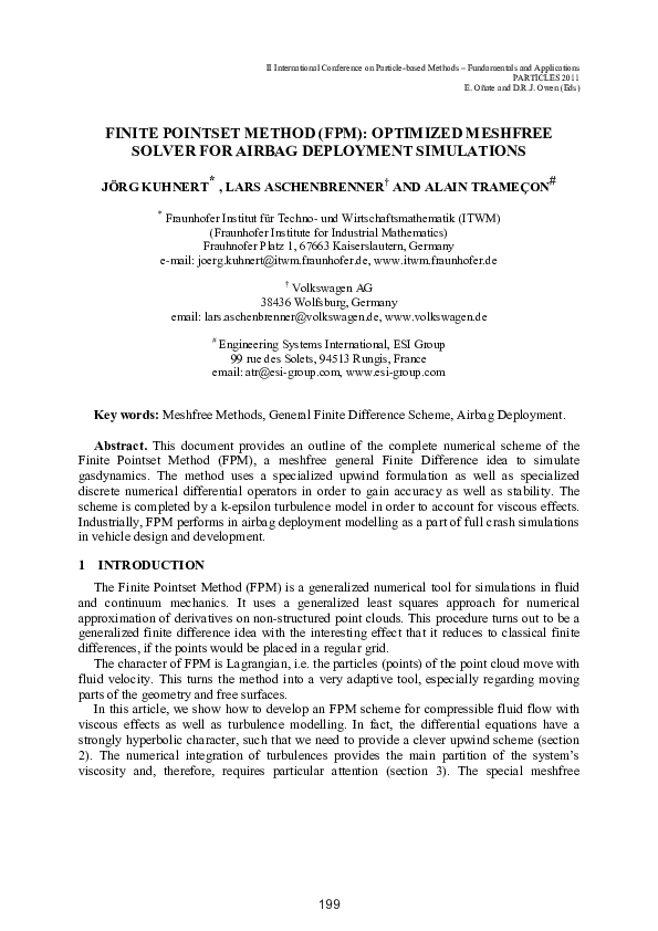 (PDF) Finite pointset method (FPM): optimized meshfree solver for airbag deployment simulations